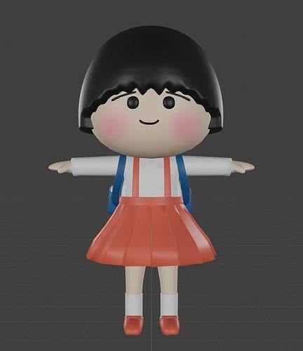 3D model Smiling cute asian student wearing uniform with backpack VR ...