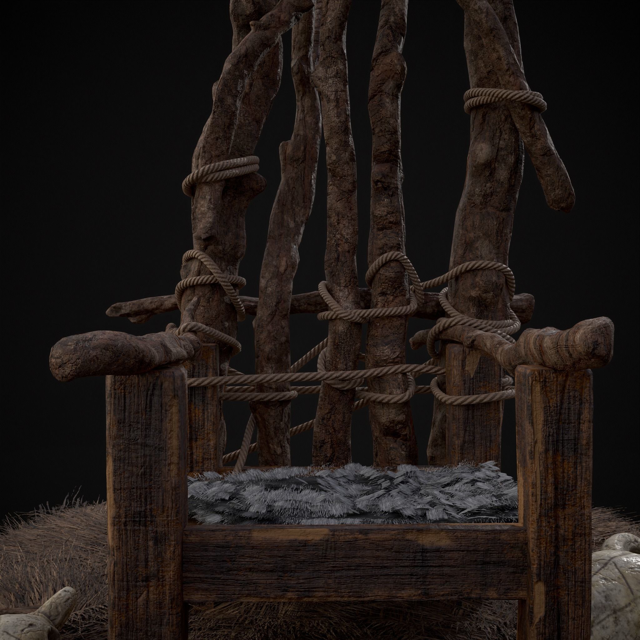 3D model Rustic Medieval Wooden Throne VR / AR / low-poly | CGTrader