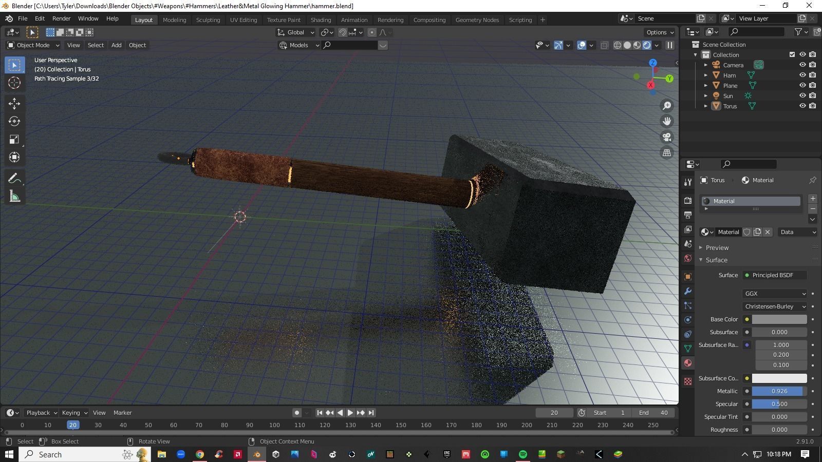 3D model Glowing Hammer Thors Hammer VR / AR / low-poly | CGTrader