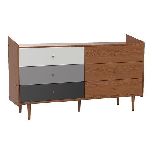 Halden Mid Century Modern Multicolor Walnut Brown 6 Drawer 3D model ...