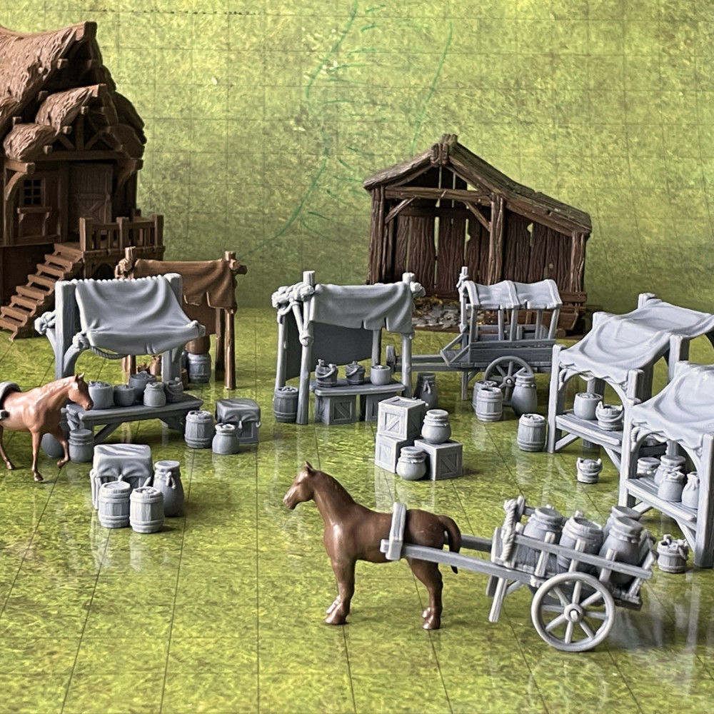 Market Stalls Set 3D model 3D printable | CGTrader