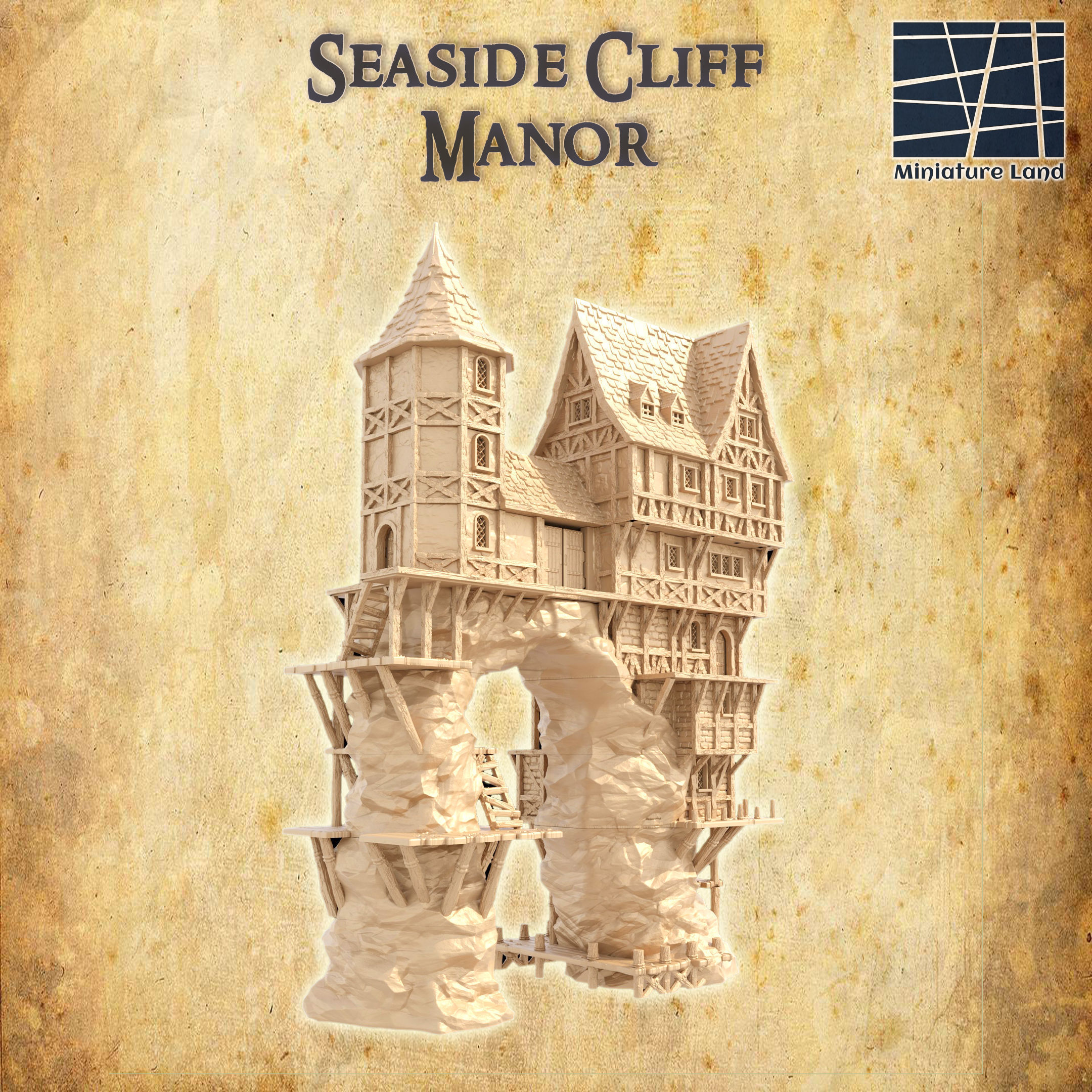 Seaside Cliff Manor Tabletop Terrain 28 MM 3D model 3D printable | CGTrader