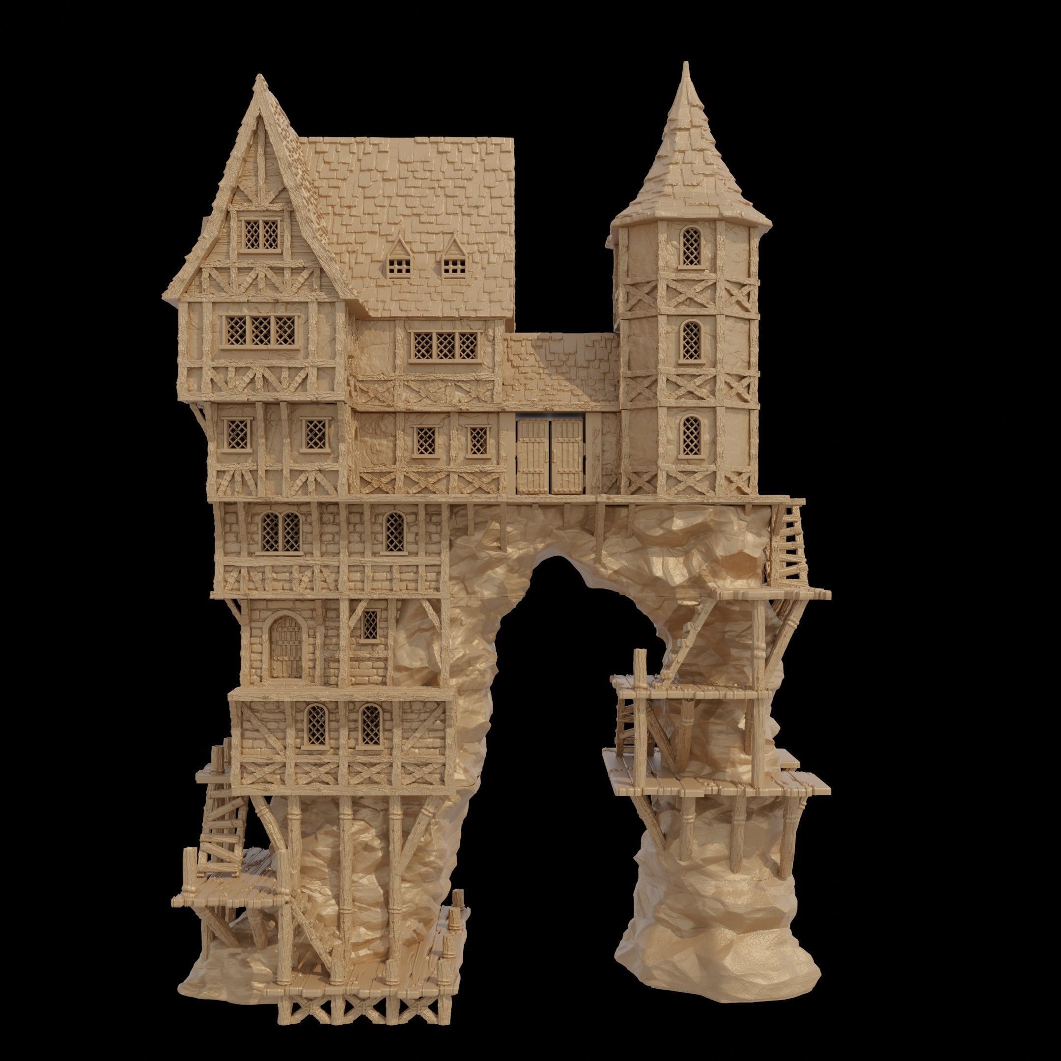 Seaside Cliff Manor Tabletop Terrain 28 MM 3D model 3D printable | CGTrader