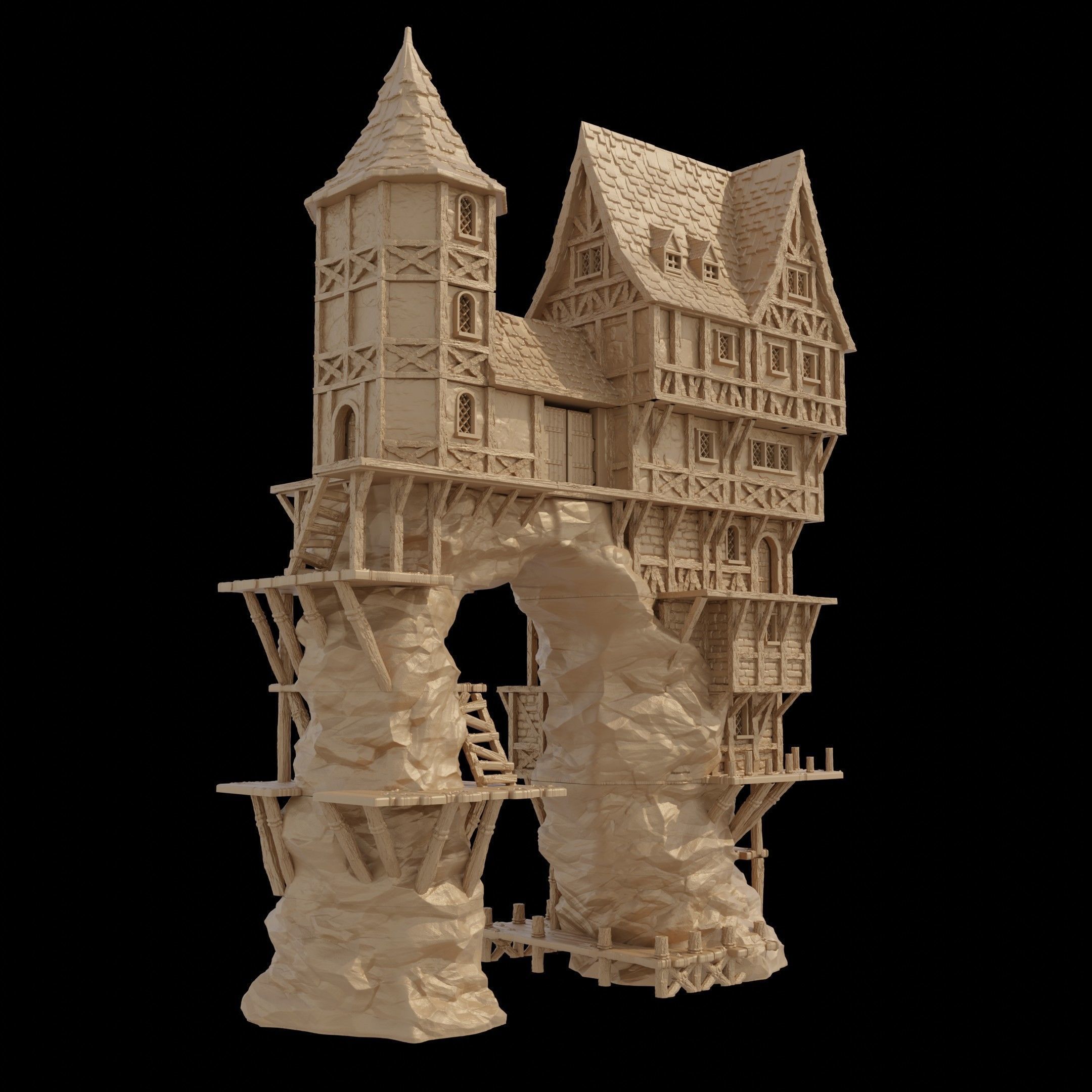 Seaside Cliff Manor Tabletop Terrain 28 MM 3D model 3D printable | CGTrader