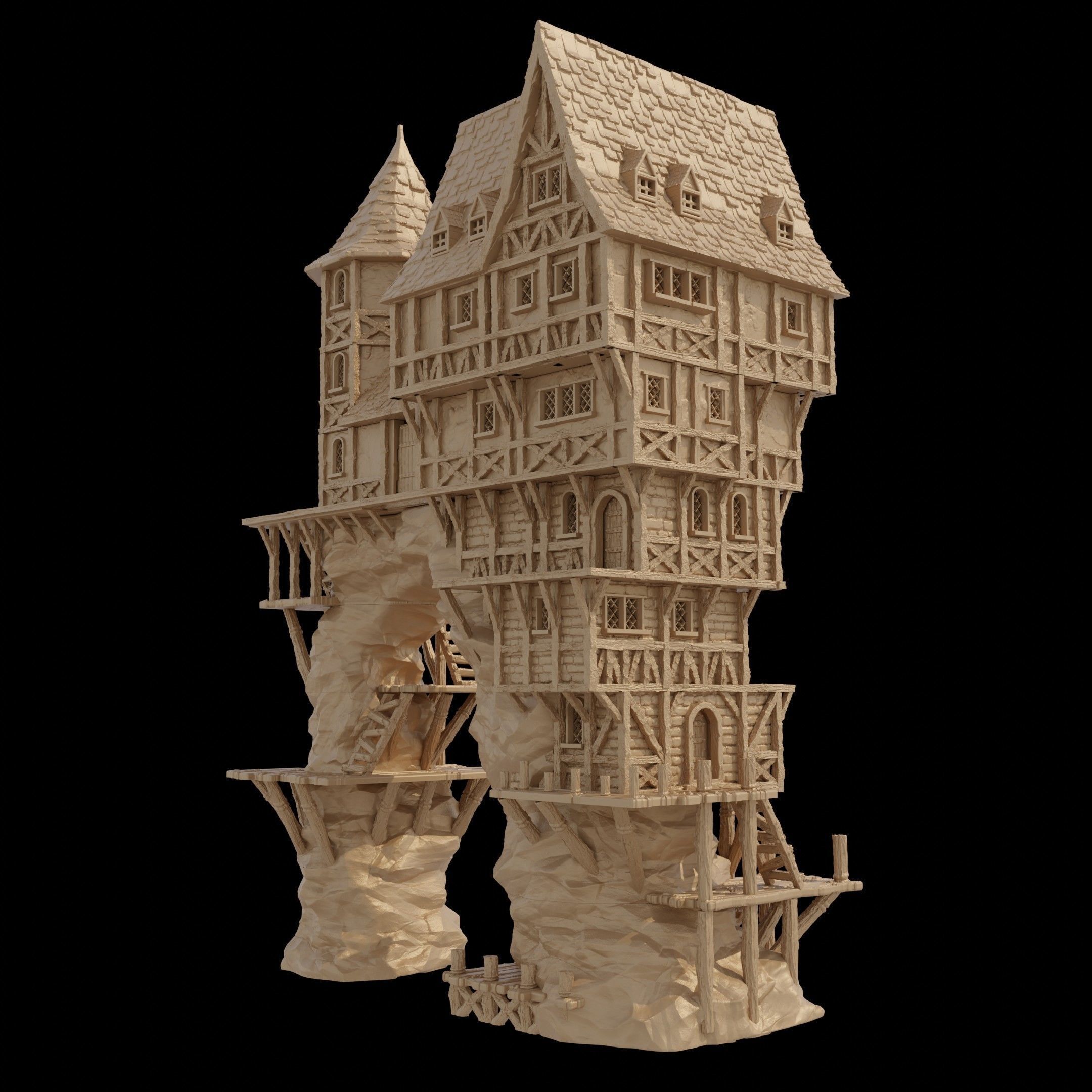 Seaside Cliff Manor Tabletop Terrain 28 MM 3D model 3D printable | CGTrader