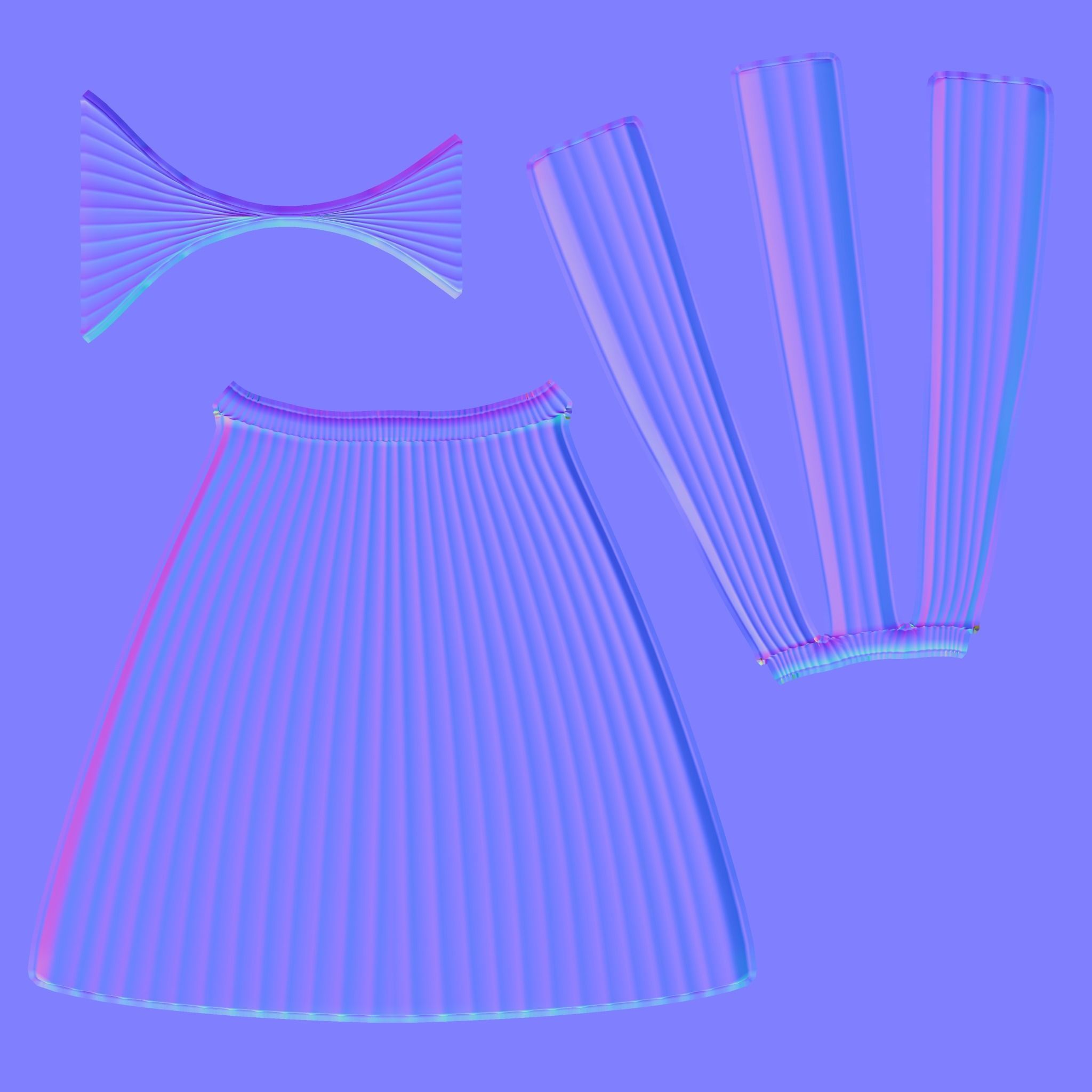 3D model Black Midriff Top Long Strips Skirt Outfit VR / AR / low-poly ...