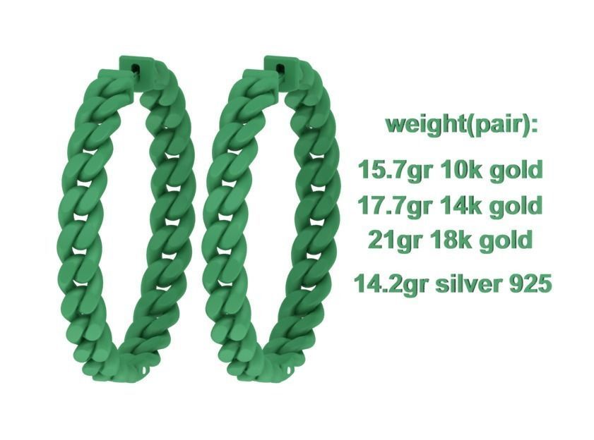 Hoop Cuban Earrings 35mm Own design 3dmodel 3D model 3D printable ...