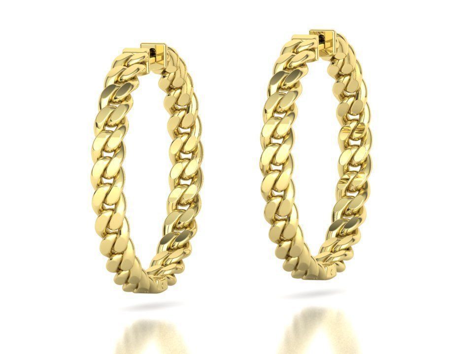 Hoop Cuban Earrings 35mm Own design 3dmodel 3D model 3D printable ...