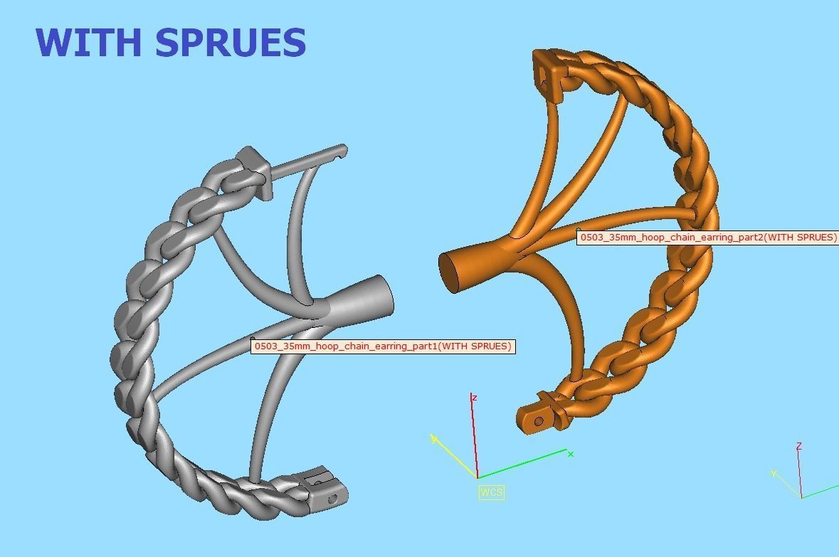 Hoop Cuban Earrings 35mm Own design 3dmodel 3D model 3D printable ...