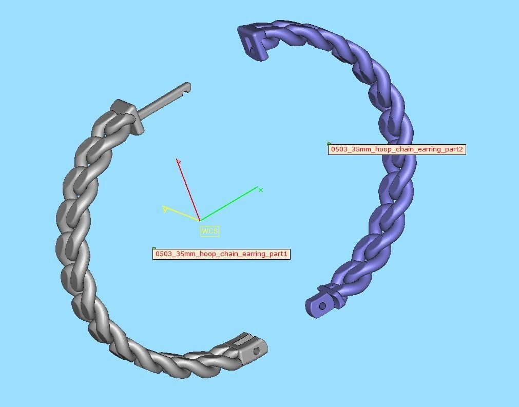 Hoop Cuban Earrings 35mm Own design 3dmodel 3D model 3D printable ...