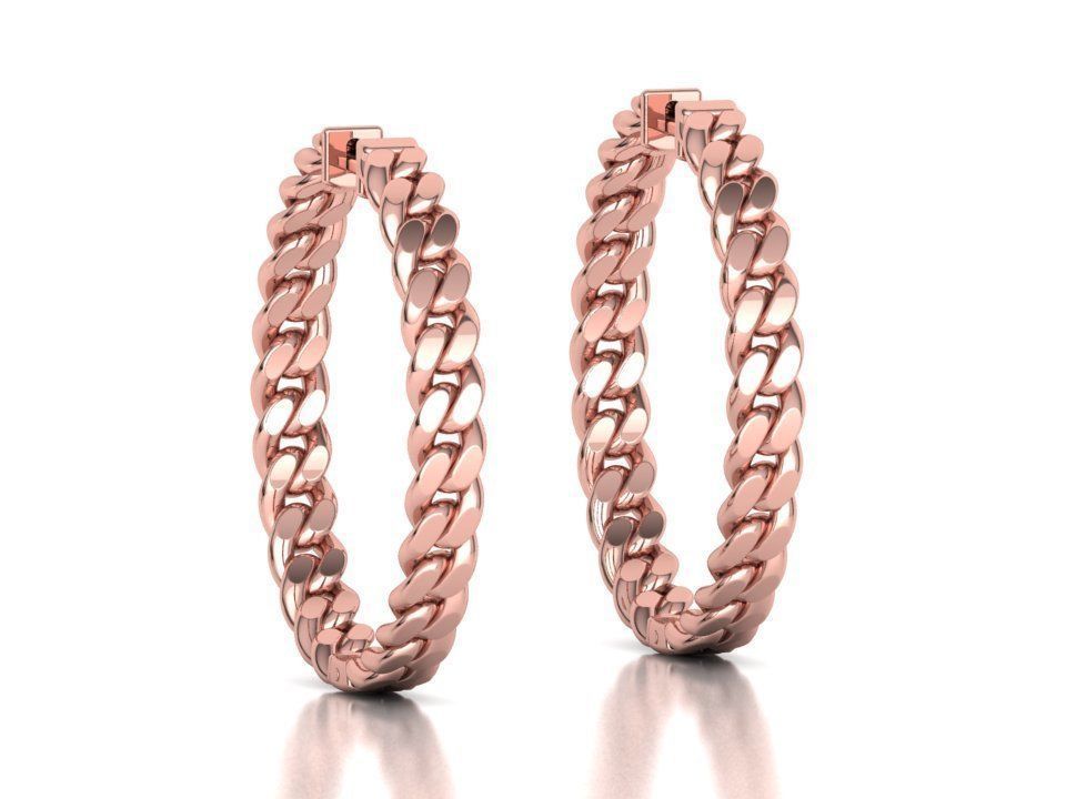 Hoop Cuban Earrings 35mm Own design 3dmodel 3D model 3D printable ...