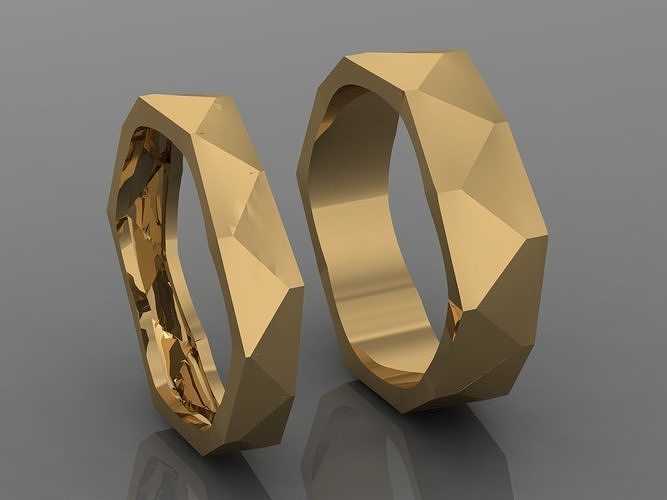 Ring 3D Print 3D print model 3D model pair of gold wedding rings 3D ...