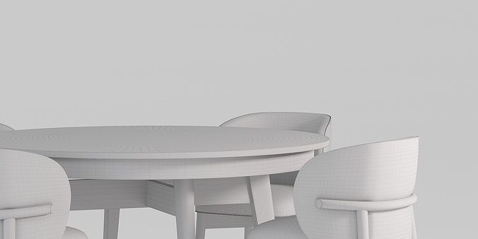 table round dining with four chairs 3D model | CGTrader