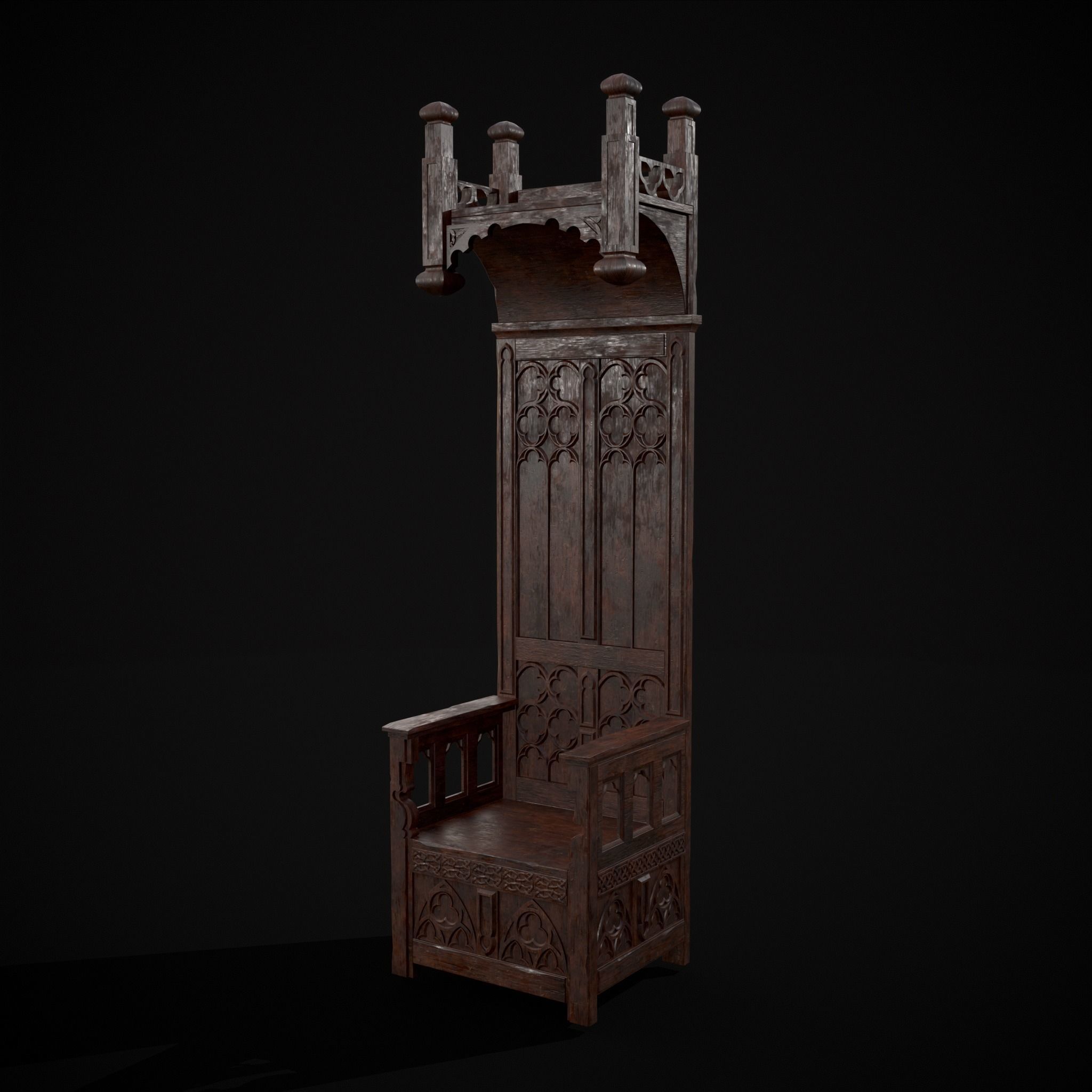 3D model Medieval Wooden Antique Gothic Throne VR / AR / low-poly | CGTrader