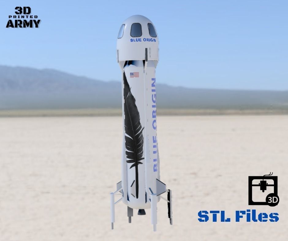 Blue Origin New Shepard Rocket -STL files for 3D printing 3D model 3D ...