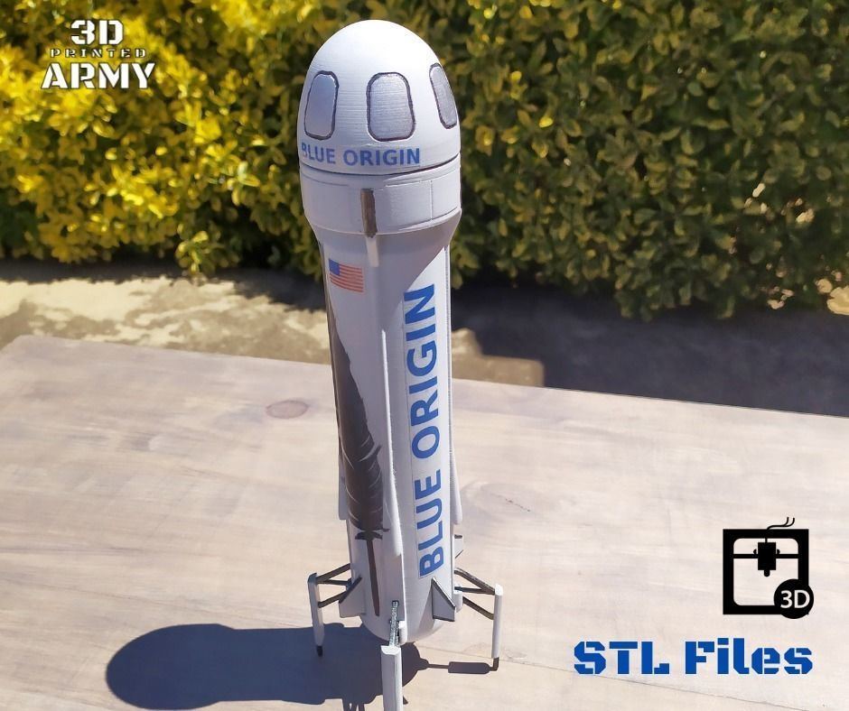 Blue Origin New Shepard Rocket -STL files for 3D printing 3D model 3D ...