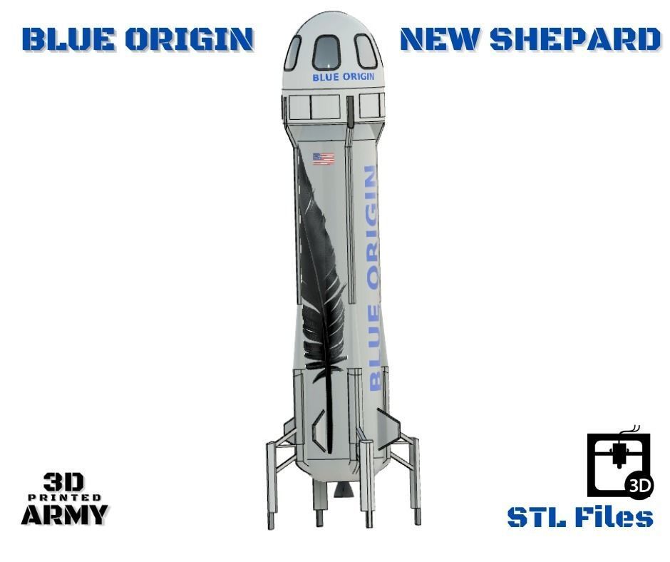 Blue Origin New Shepard Rocket -STL files for 3D printing 3D model 3D ...