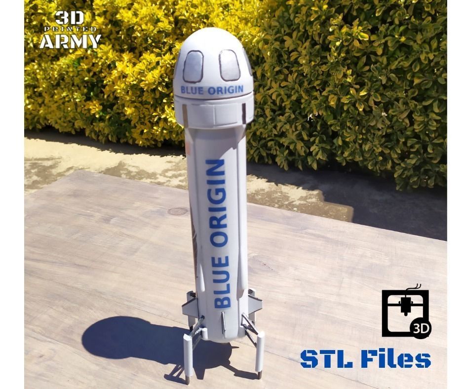 Blue Origin New Shepard Rocket -STL files for 3D printing 3D model 3D ...