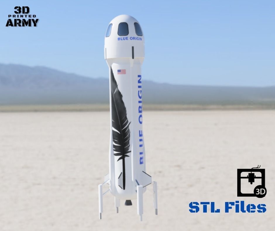 Blue Origin New Shepard Rocket -STL files for 3D printing 3D model 3D ...