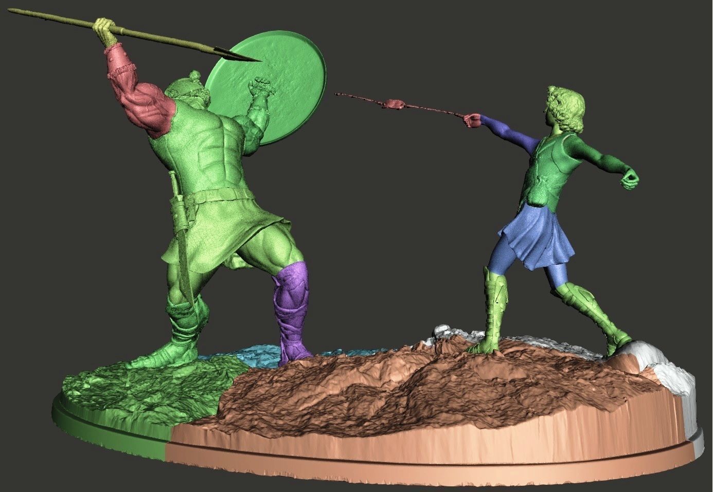 David and Goliath - splited 3D model 3D printable | CGTrader