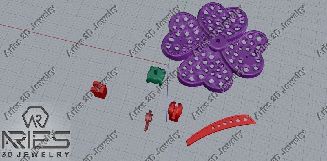 Flower brooch 3d print model D21 3D model 3D printable | CGTrader