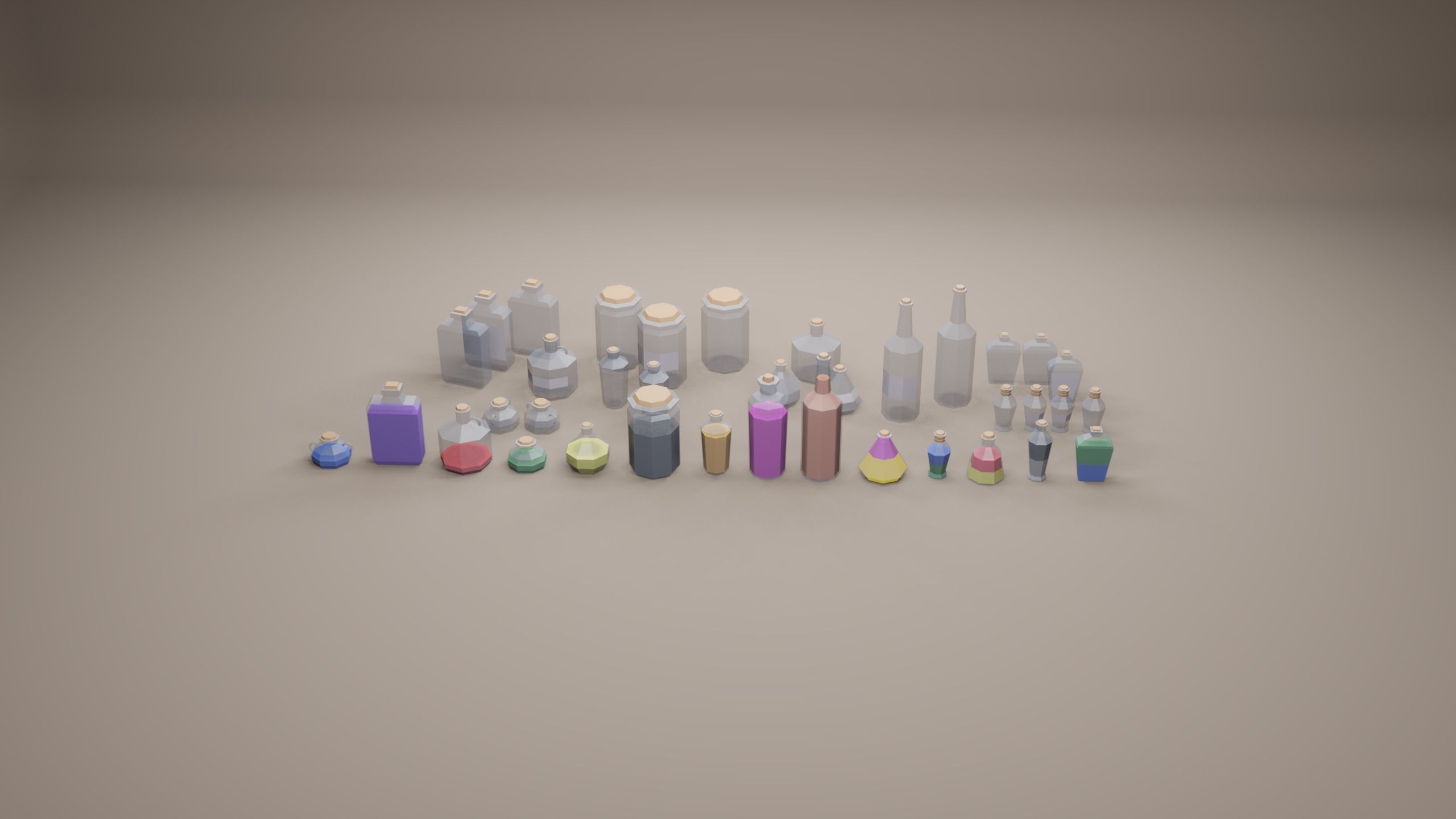 3D model Low Poly Potion Bottles VR / AR / low-poly | CGTrader