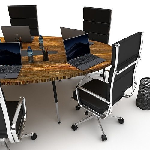 3D model office round meeting table 09 3D model VR / AR / low-poly ...