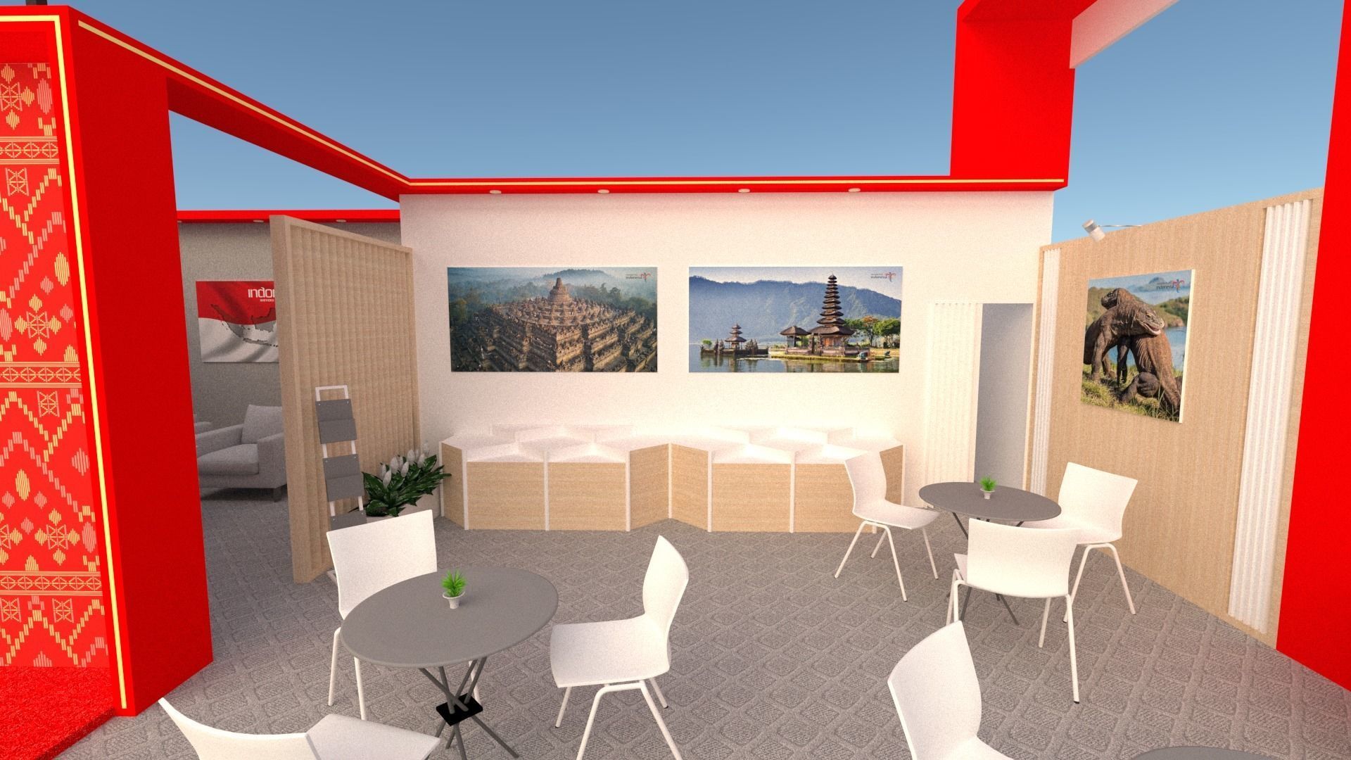 3D model Paviliun Indonesia Exhibition Booth Design VR / AR / low-poly ...