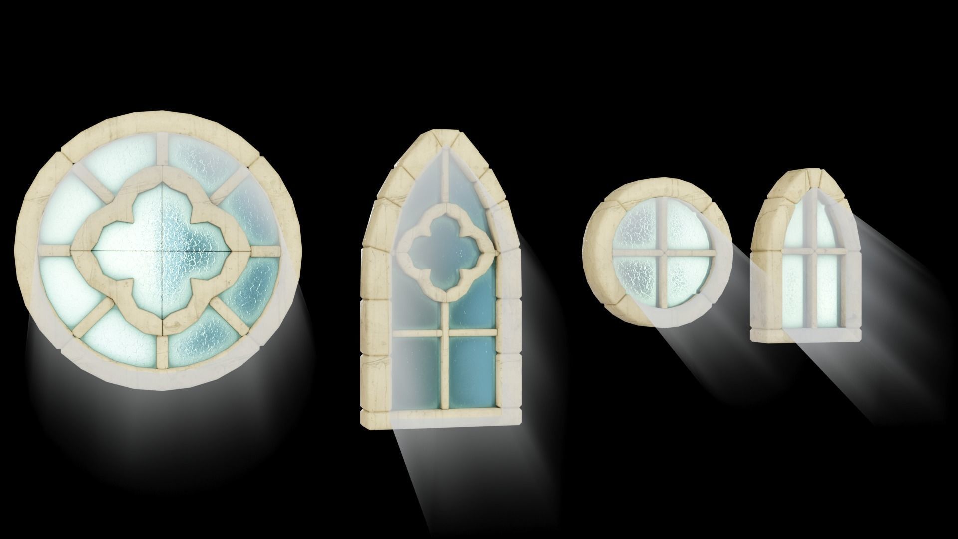 3D model Renaisance Stone Windows With God Rays VR / AR / low-poly ...