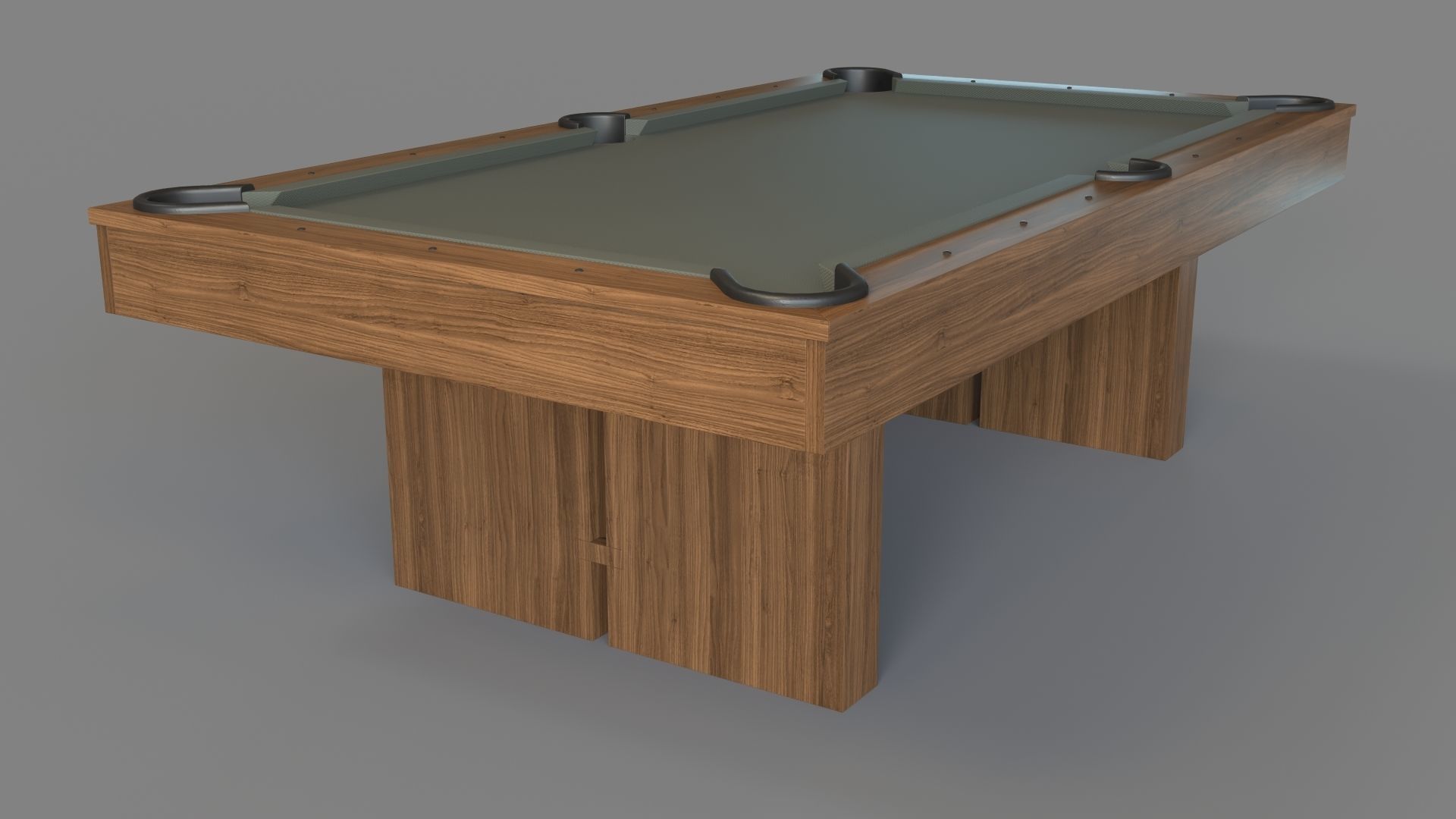 Walnut Pool Table Grey Felt 3D model | CGTrader