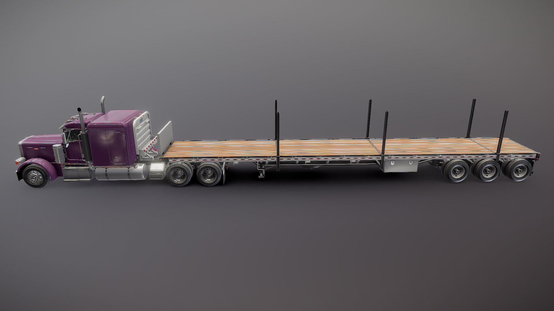 3D model Peterbilt 379 flatbed trailer VR / AR / low-poly | CGTrader