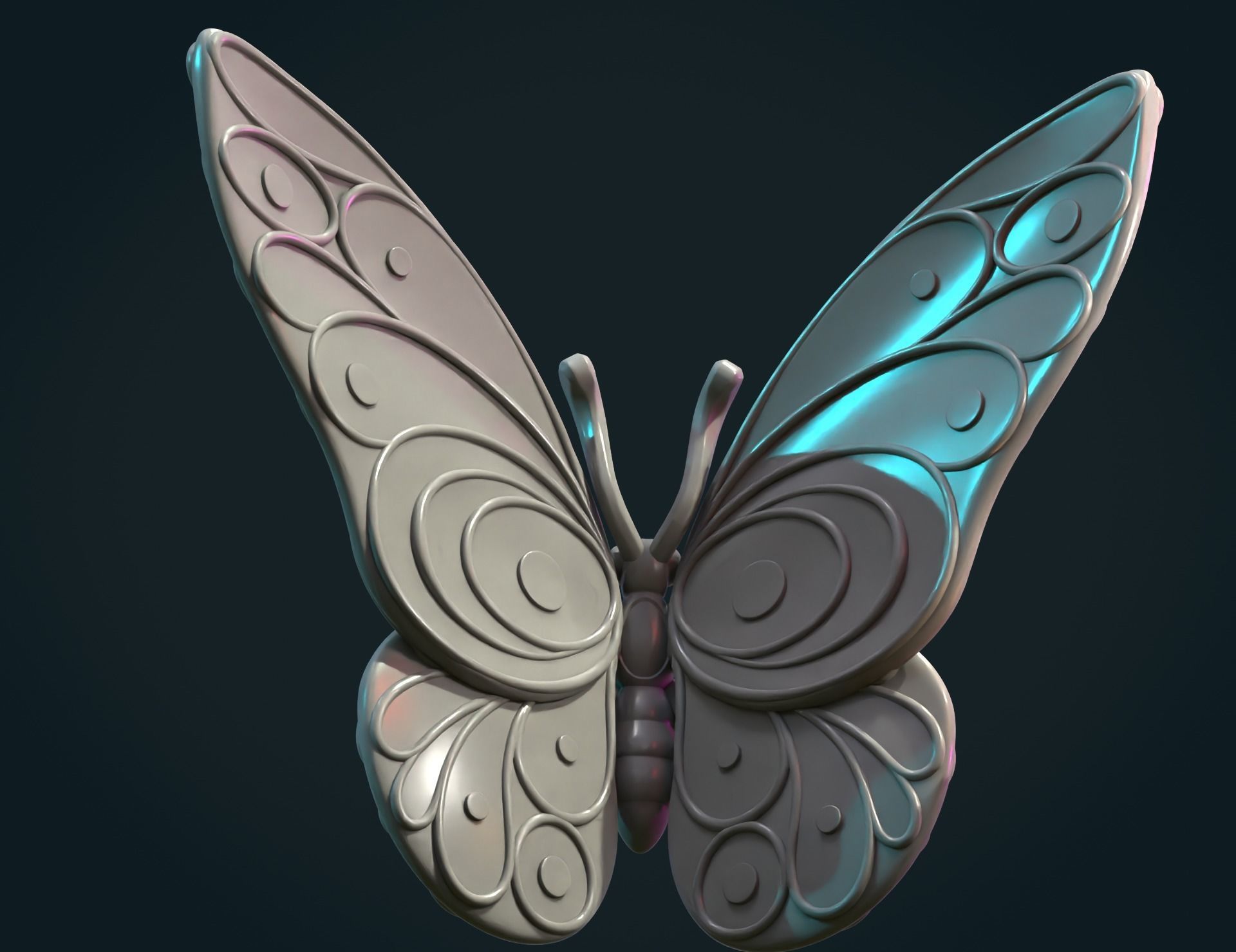 Butterfly W silver 3D model 3D printable | CGTrader
