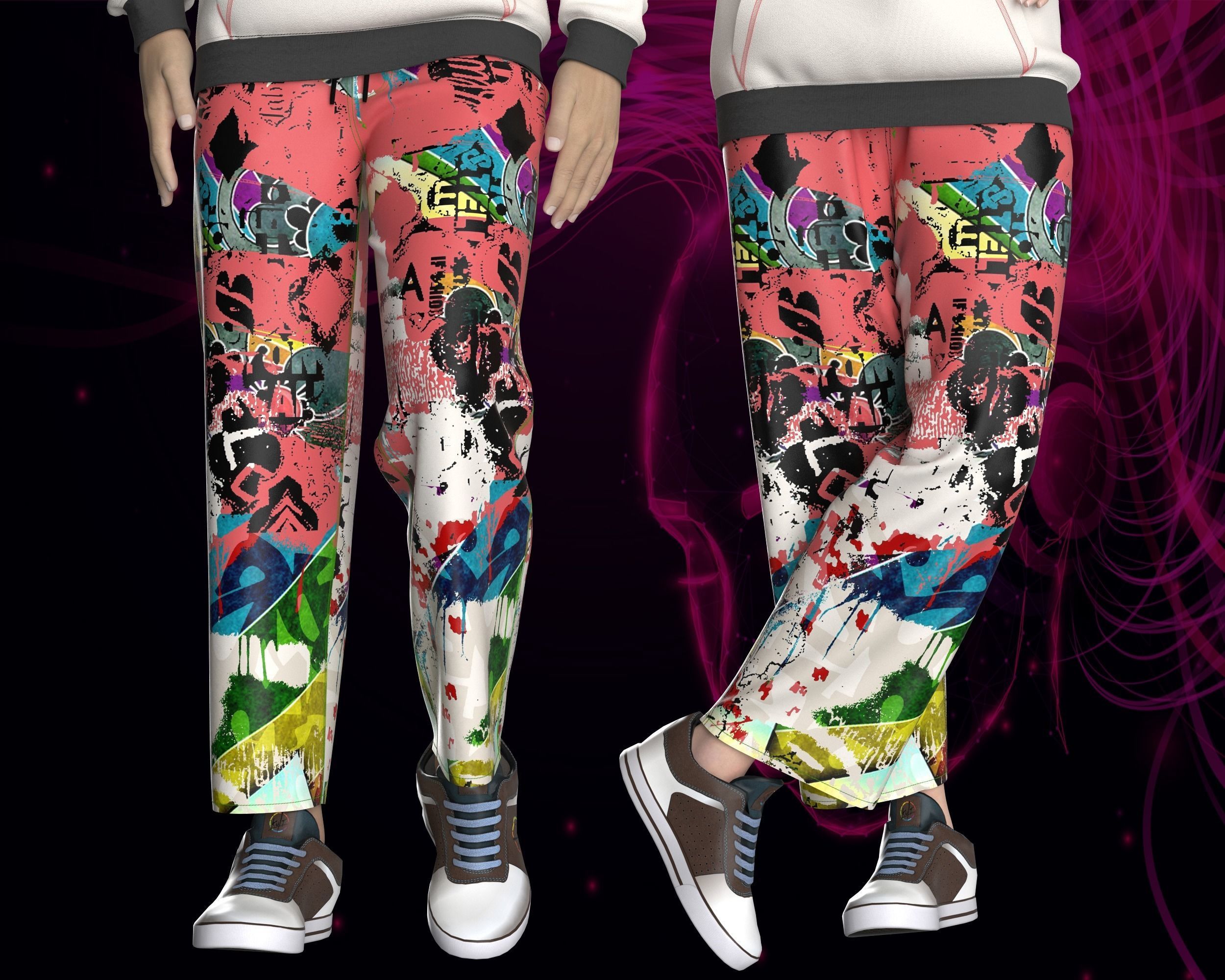 Unisex hoodie in graffiti Print 3D model | CGTrader