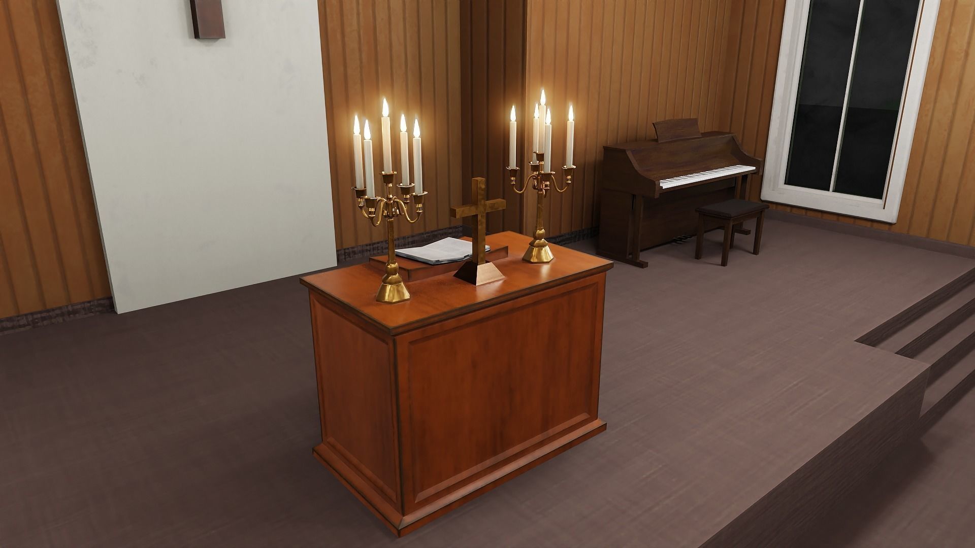 3D model Low Poly Old Church With Interior VR / AR / low-poly | CGTrader