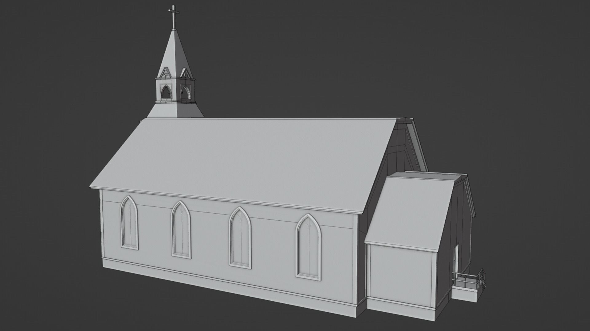 3D model Low Poly Old Church With Interior VR / AR / low-poly | CGTrader