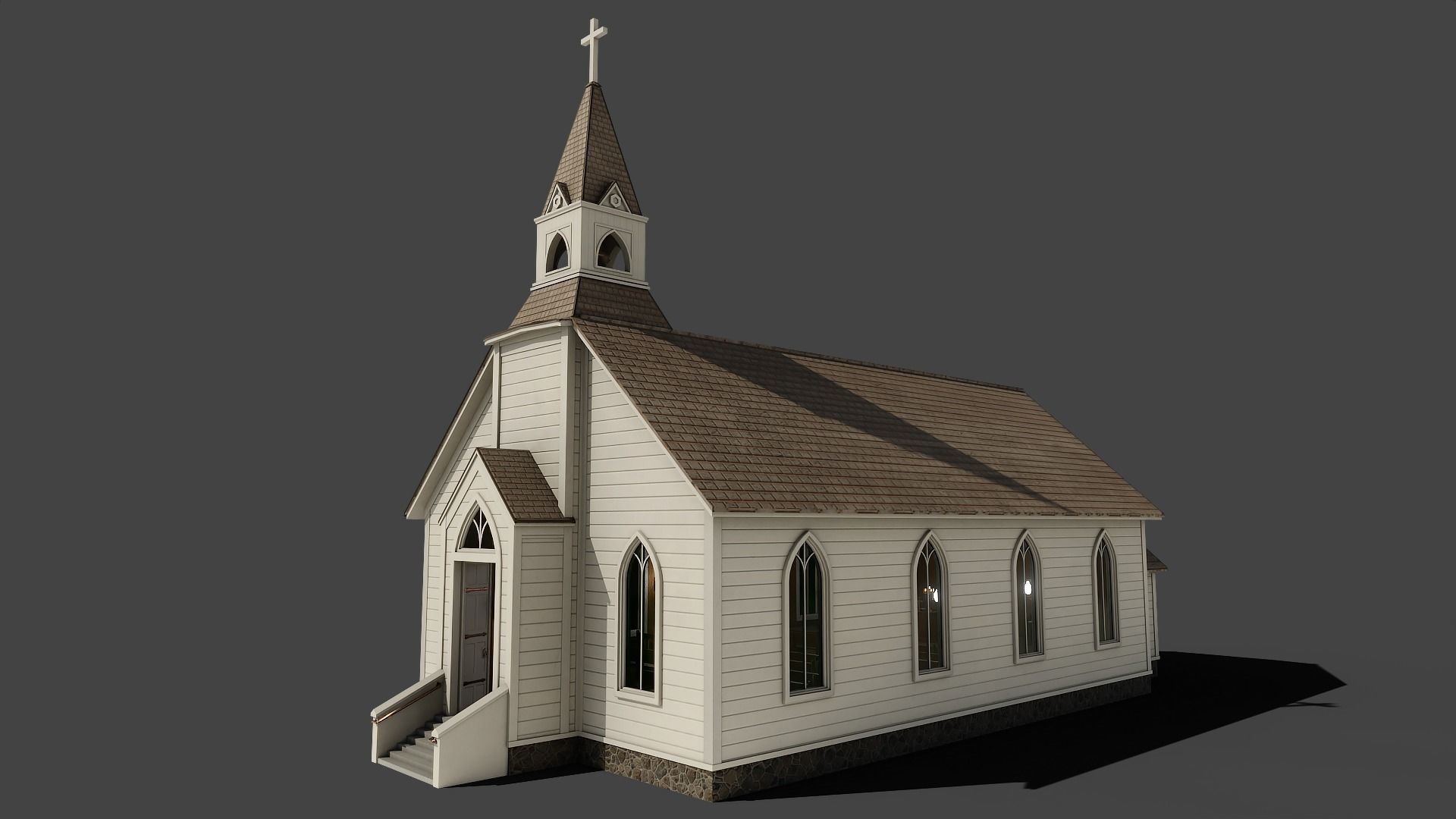 3D model Low Poly Old Church With Interior VR / AR / low-poly | CGTrader