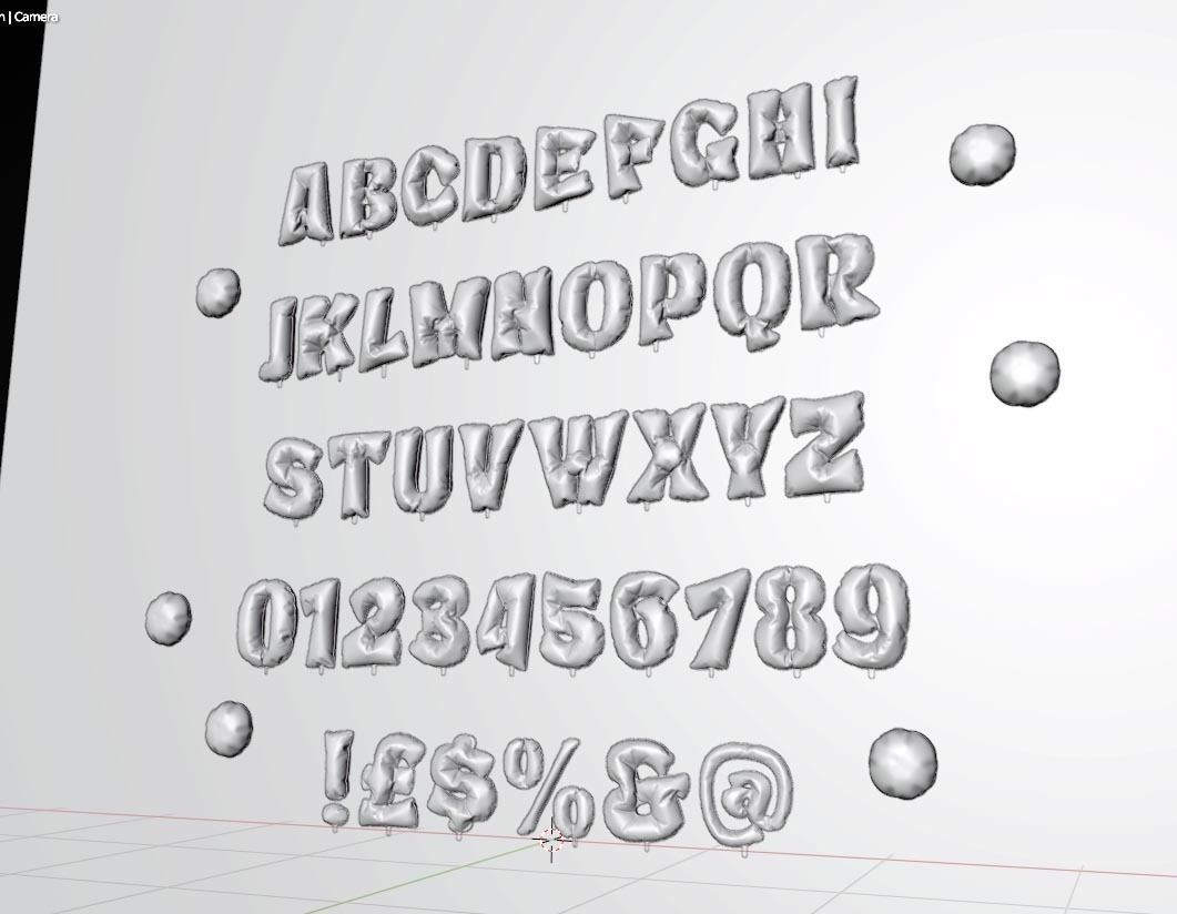 Balloons Alphabet Numbers and Symbols - 42 Alphanumeric Chars 3D model ...