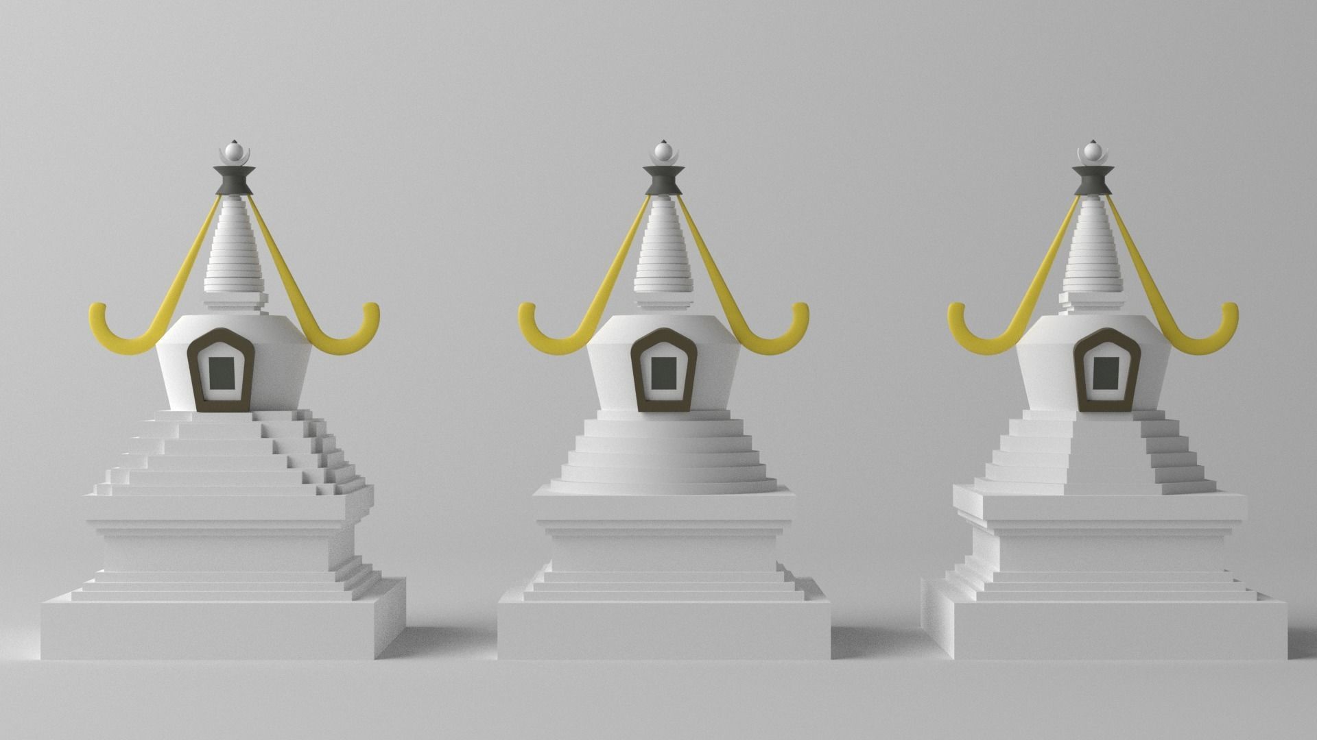 3D model Tibetan Buddhist White Stupa VR / AR / low-poly | CGTrader