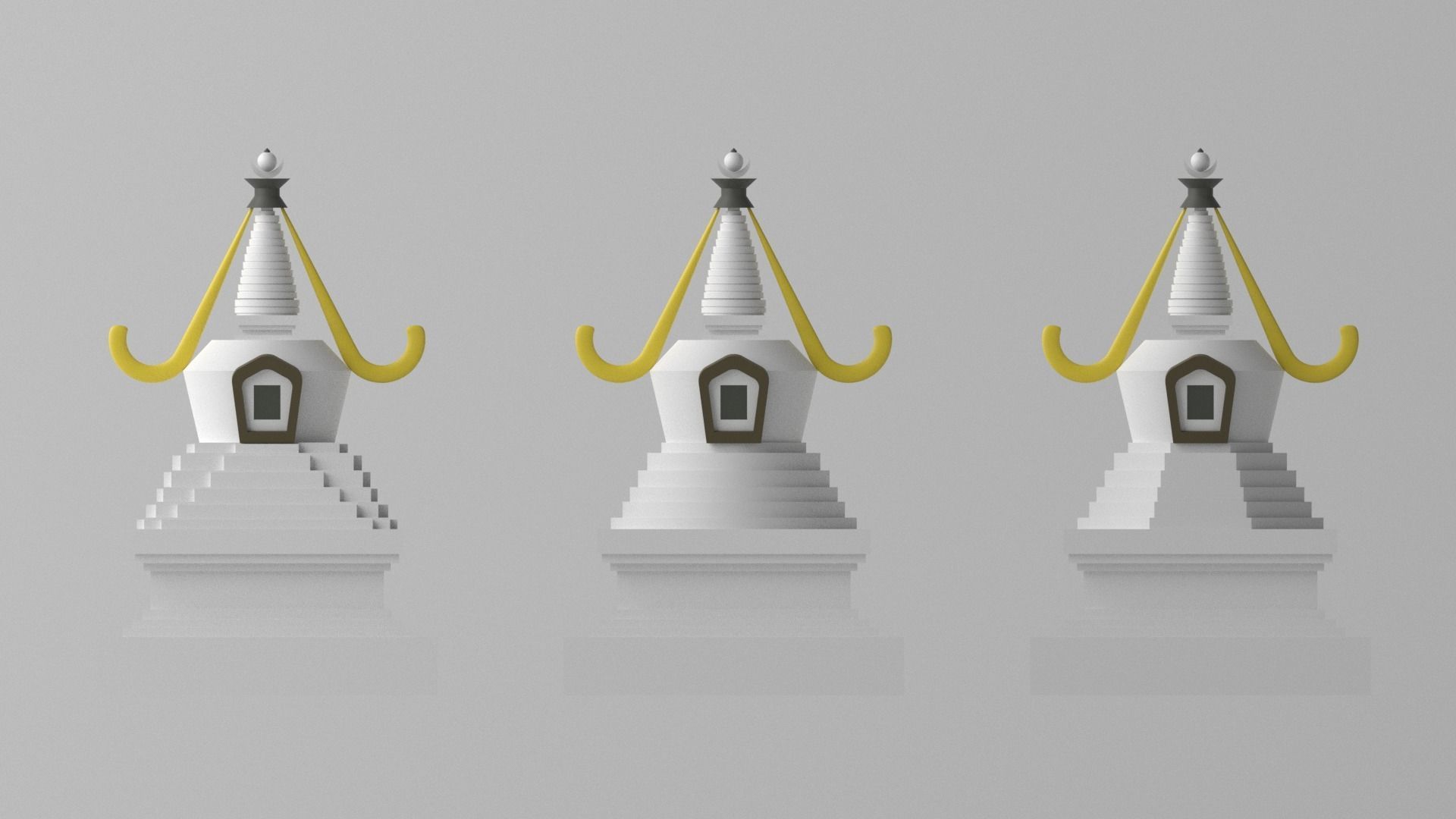 3D model Tibetan Buddhist White Stupa VR / AR / low-poly | CGTrader
