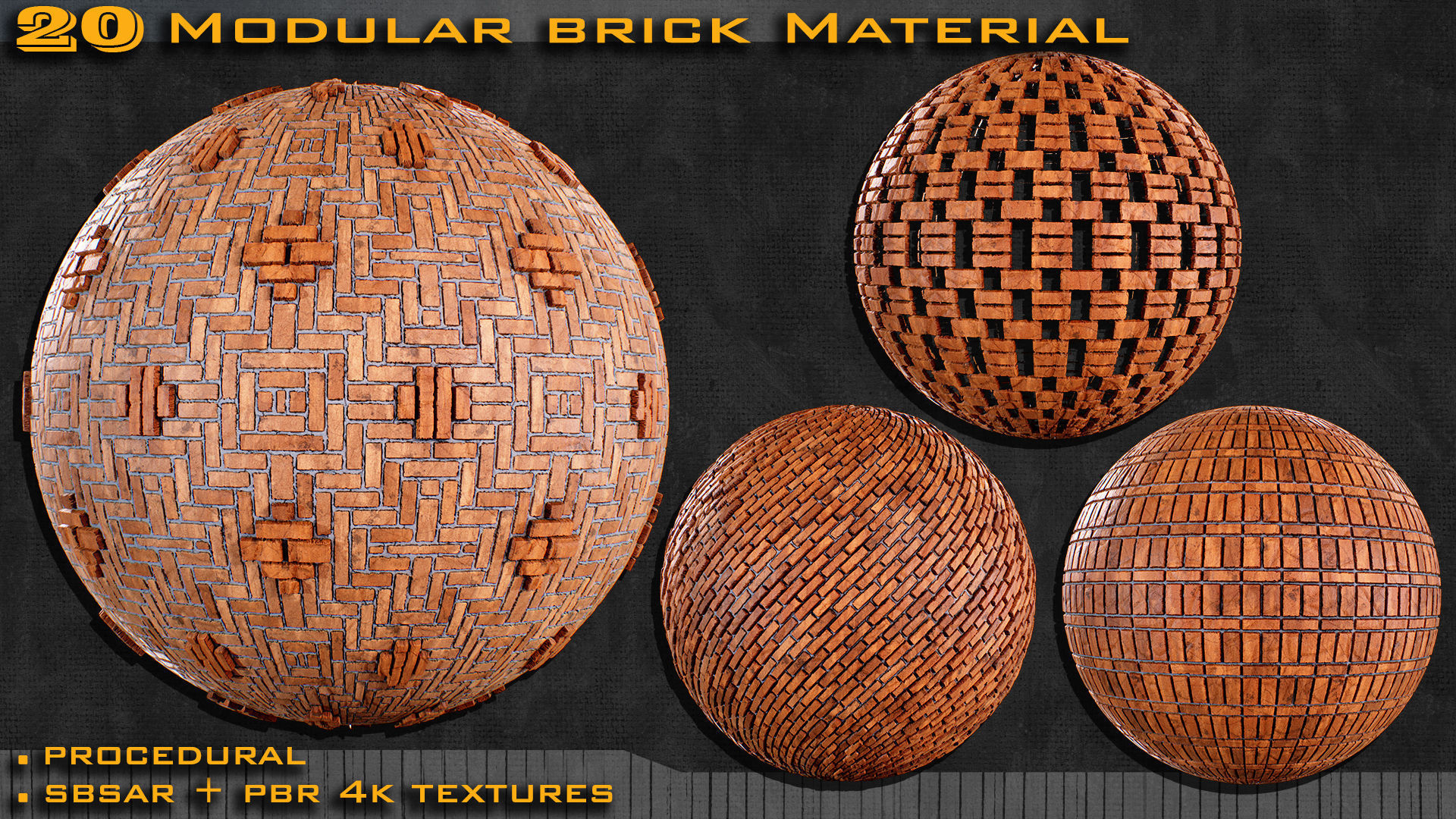 20 Modular brick Material Sbsar 4k texture maps Texture | CGTrader