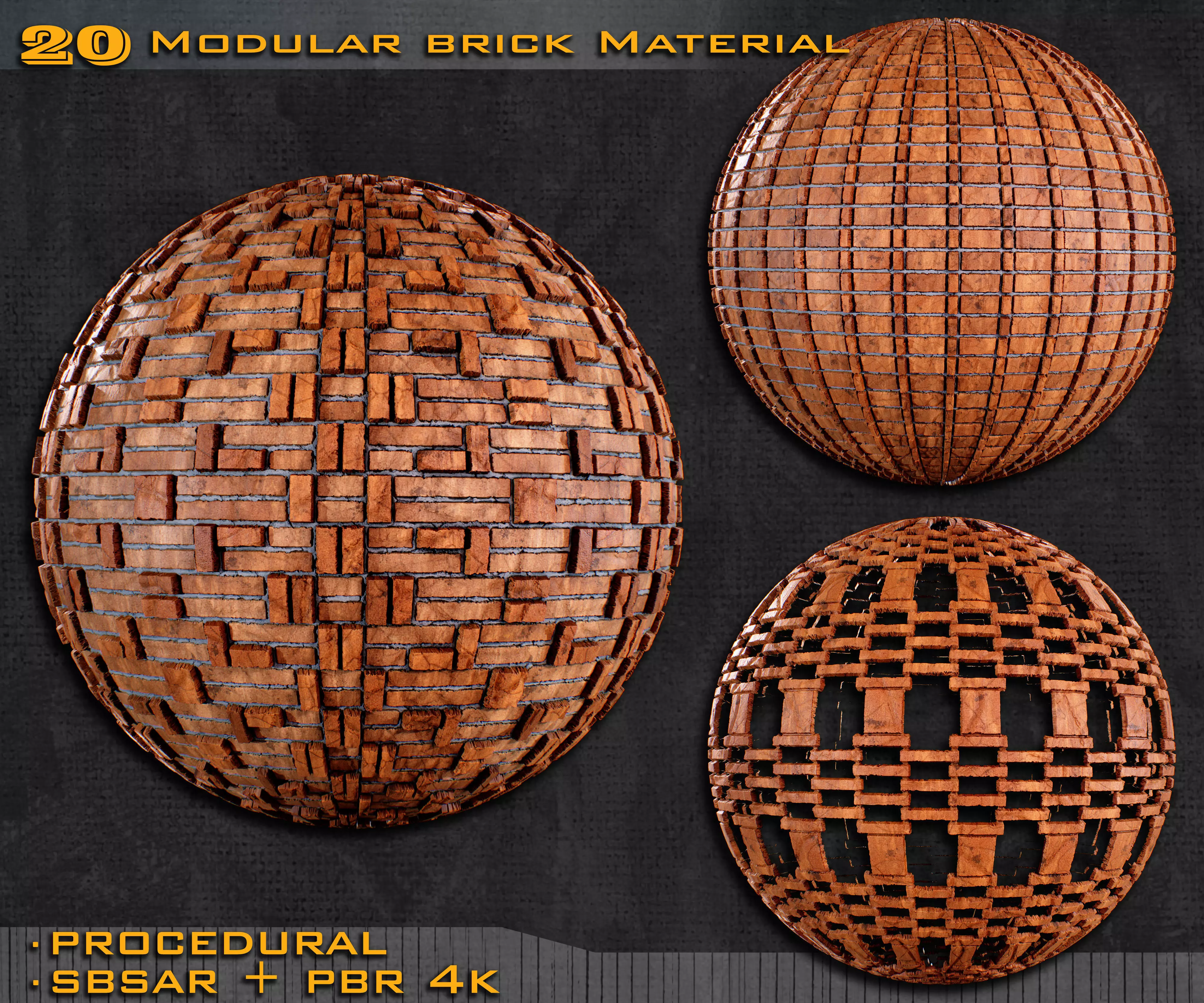 20 Modular brick Material Sbsar 4k texture maps Texture | CGTrader