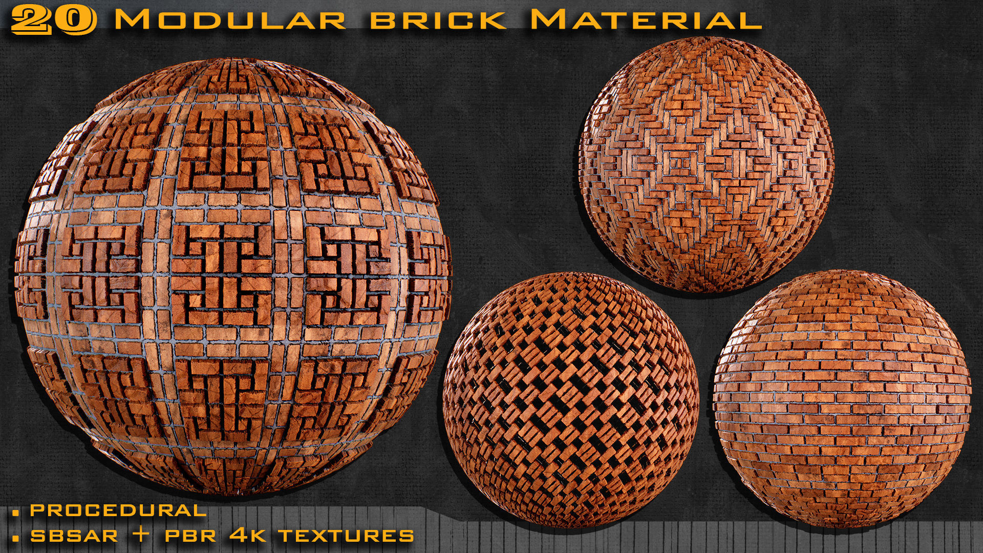 20 Modular brick Material Sbsar 4k texture maps Texture | CGTrader