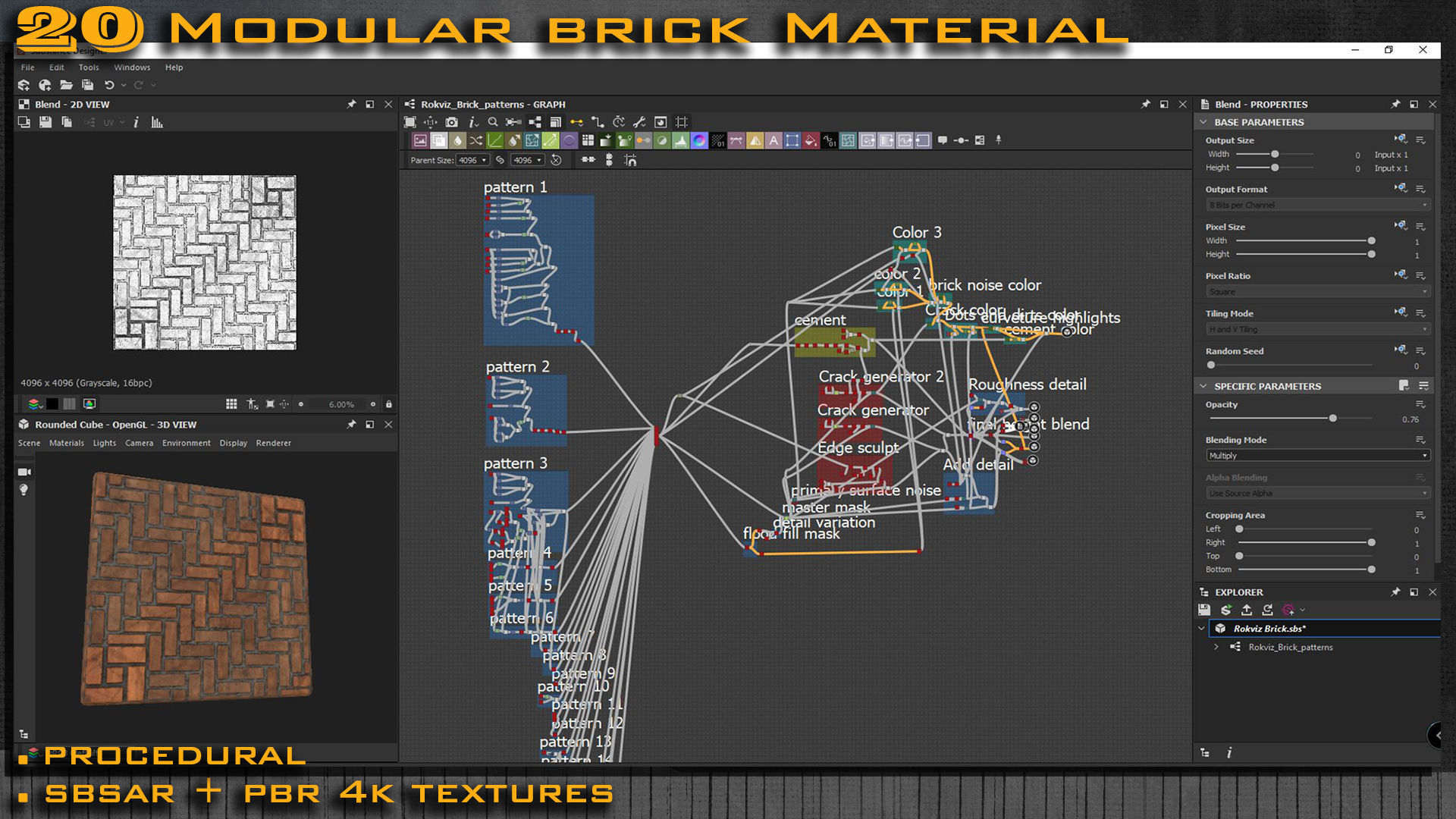 20 Modular brick Material Sbsar 4k texture maps Texture | CGTrader