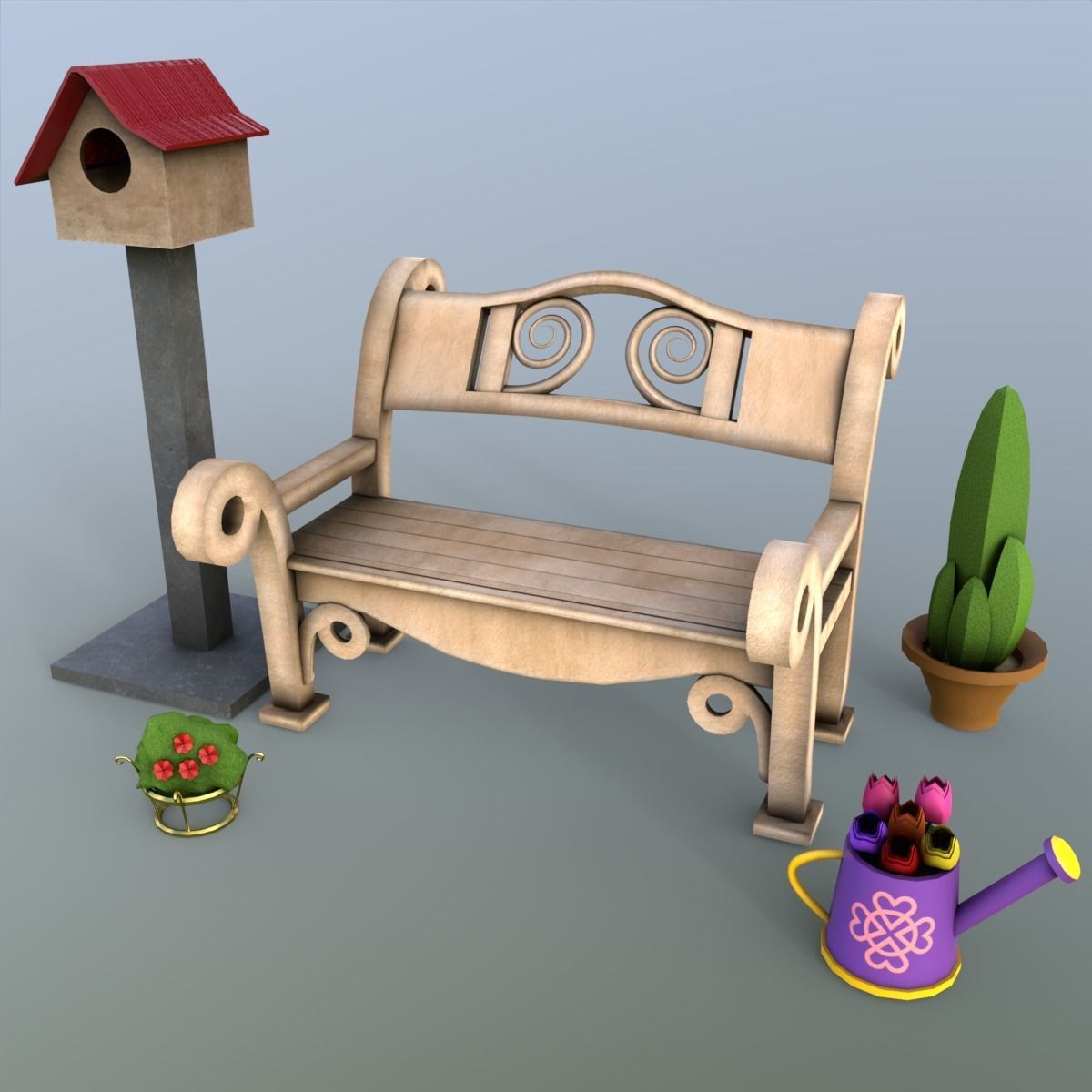 3D model 3D Bench Model with PBR texture VR / AR / low-poly | CGTrader