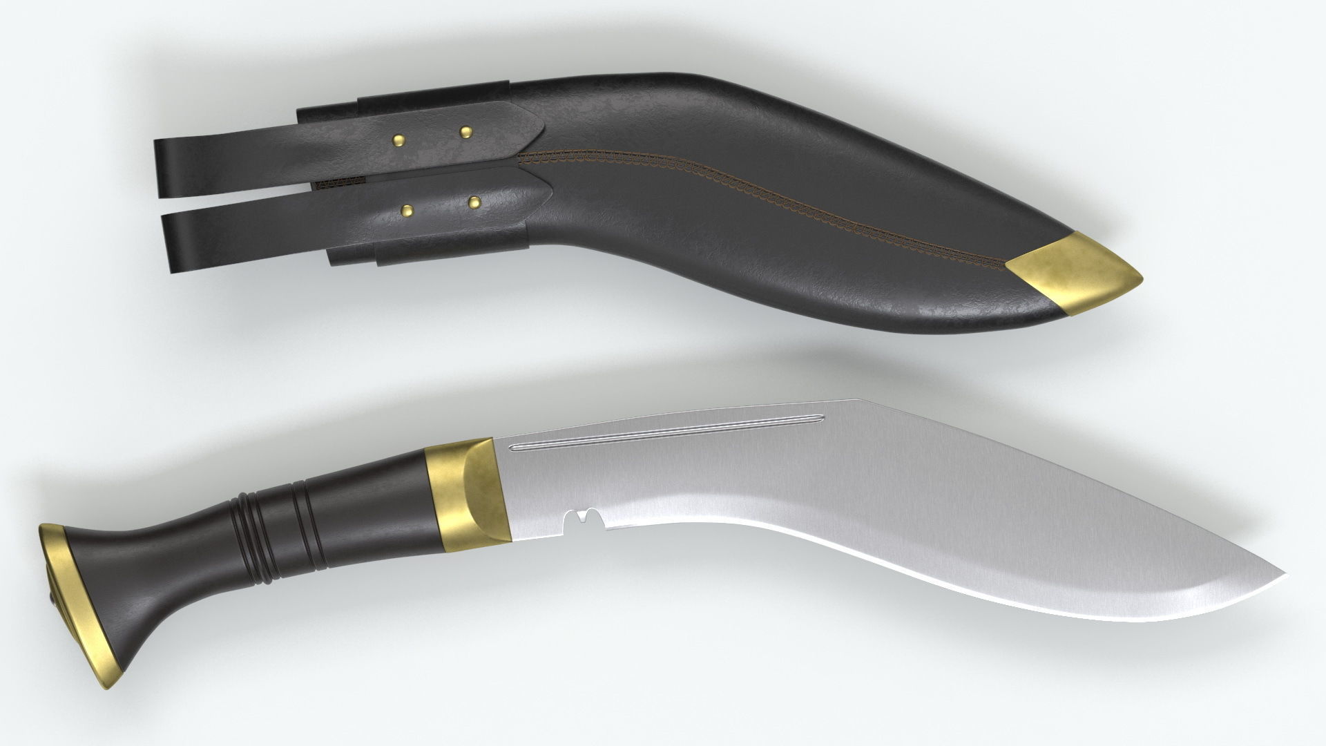 3D model Classic Kukri knife with a leather scabbard VR / AR / low-poly | CGTrader