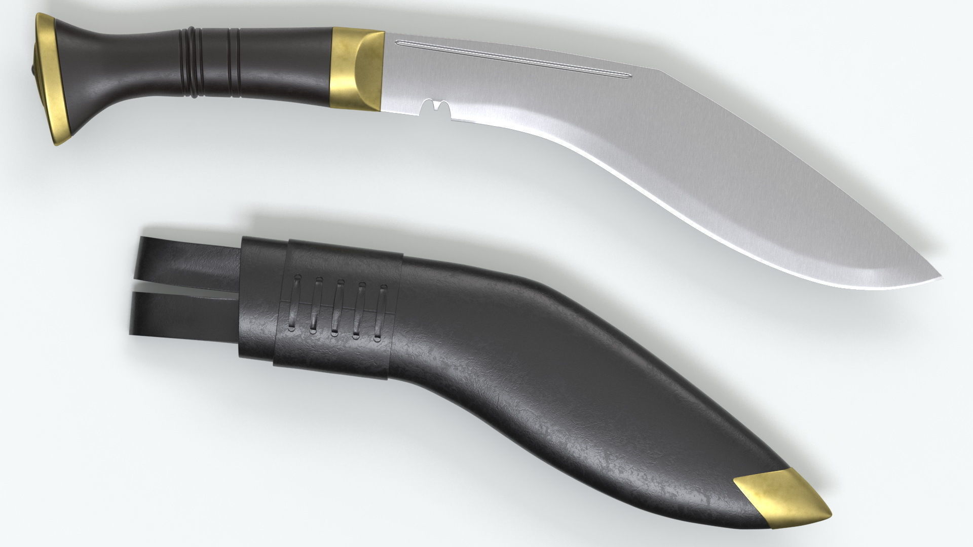 3D model Classic Kukri knife with a leather scabbard VR / AR / low-poly | CGTrader