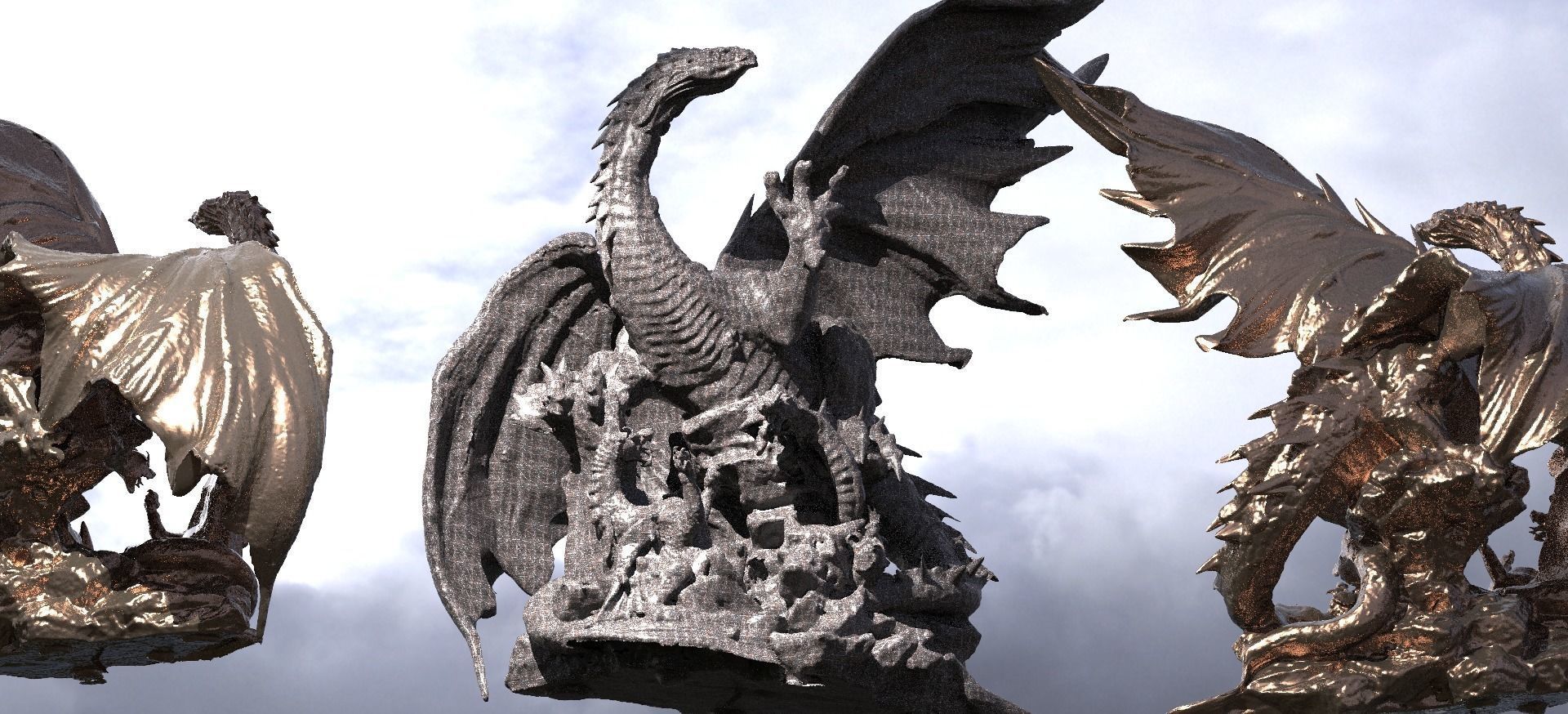 Dark Wyvern Arthurian Dragon Statue 1 3D model | CGTrader