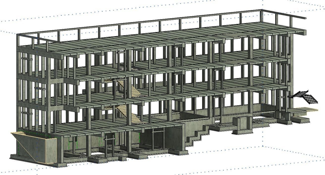 Frame structure of the administrative building 3D model | CGTrader