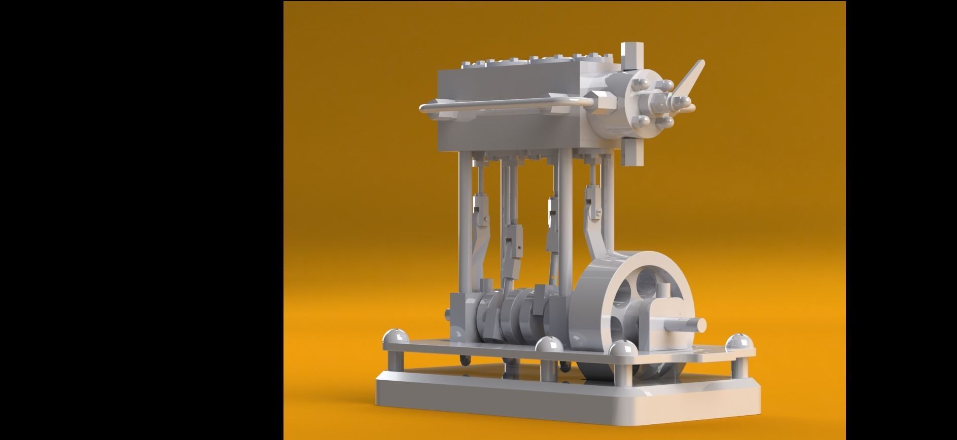 solidworks 2 cylinder vertical marine type steam engine assembly 3D ...