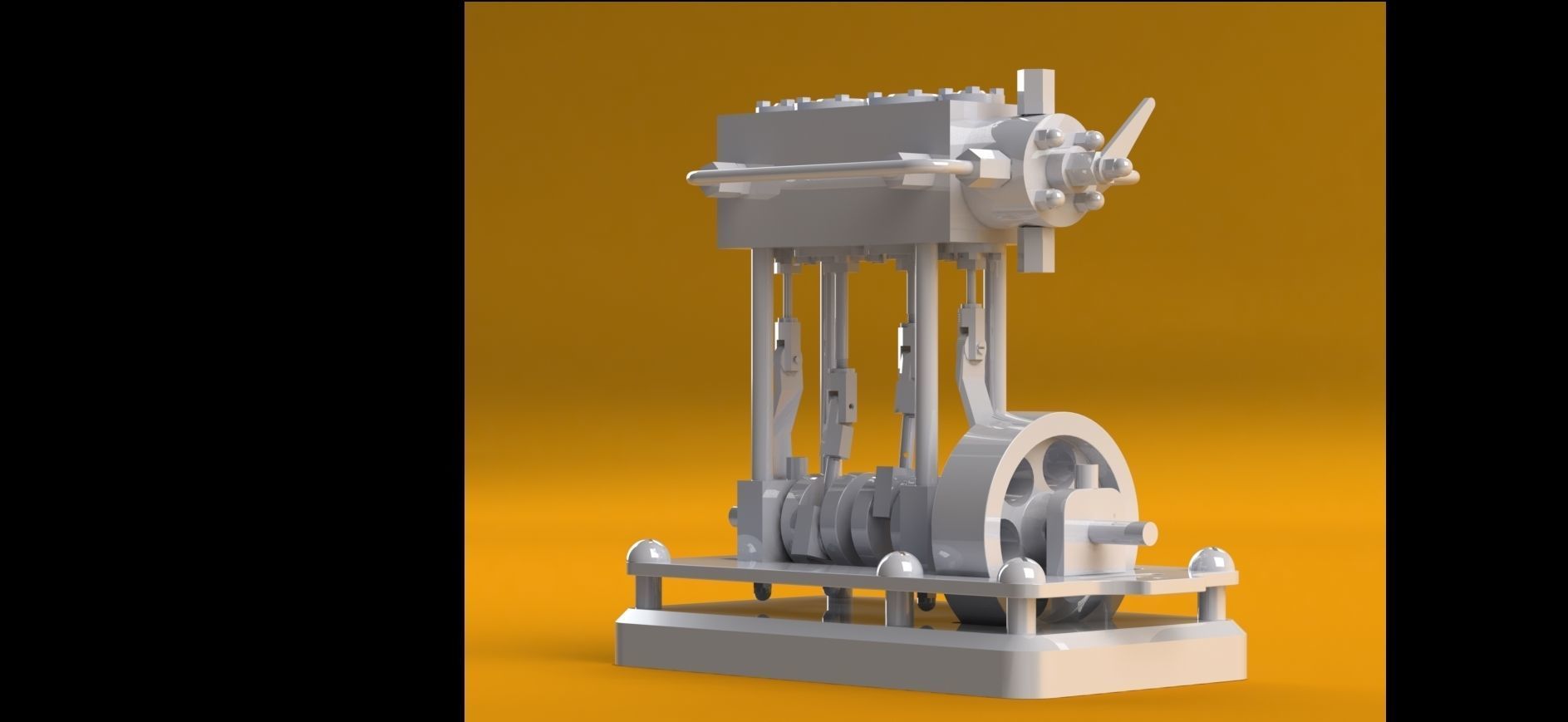 solidworks 2 cylinder vertical marine type steam engine assembly 3D ...
